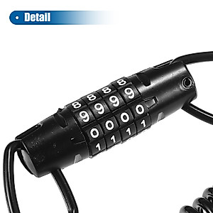 uxcell Adjustable Bike Chain Lock with 4 Digit Bike Lock Cable Anti Theft Bicycle Chain Lock Long Security Resettable Bike Cable Lock for Bike Bicycle