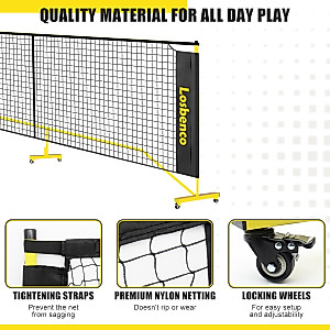 Losbenco Pickleball Net with Wheels Court Lines, Metal Frame & Regulation Size 22FT, 6-in-1 Adjustable Portable Net for Playing Pickleball, Tennis, Volleyball & Soccer and Backyard Games