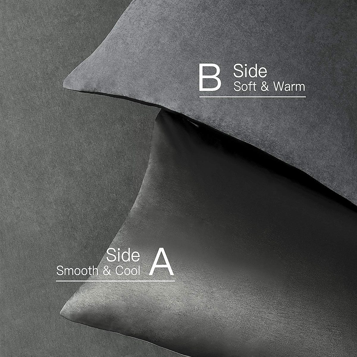 COISINI Cooling Pillowcases Set of 2 - Breathable Cool Ultra Soft Pillow Cases - Organic Natural Silky Material, Moisture Wicking(Light Grey, Standard Size 20x26 inches)