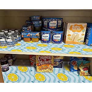 Shelf Liner for Kitchen Cabinets 15 Inch Wide X 20 Ft Non Adhesive Cabinet Drawer Liners for Shelves Non Slip Waterproof Lemon Printed Mat for Closet Bathroom Pantry Cupboard Refrigerator