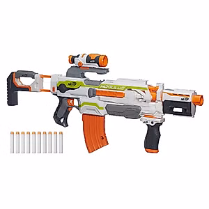 NERF Modulus ECS Motorized Blaster, Removable Scope, Drop Grip, Barrel, Stock, 10-Dart Clip (Amazon Exclusive)
