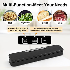 mokero Vacuum Sealer for Food Compact Meal Meat Vacuum Sealer Machine with 10 Seal Bags and Cutter Automatic Vacuum Air Sealing System for Dry Moist Freezer Food Storage