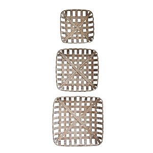 Creative Co-Op DA8528 Set of 3 Square Reproduction Tobacco Baskets