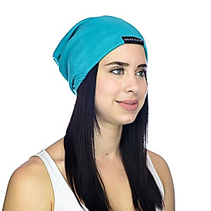 Grace Eleyae GE Women's Satin Lined Sleep Cap Slap Silky Beanie Soft Smooth & Stylish Hair Care Hat (Fall Teal)