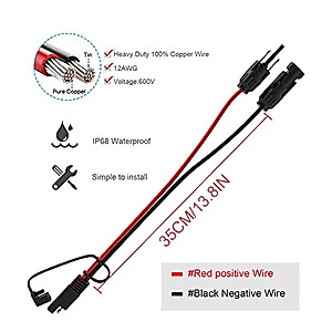 BERLAT Solar Panel Extension Cable,10AWG SAE PV Extension Cable to Solar Panels with 2 Pack SAE to SAE Polarity Reverse Adapters-30cm