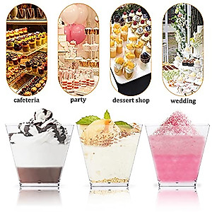 Jnnzzggu 50Pcs Square Mini Plastic Dessert Cups,3.5Oz Clear Plastic Parfait Appetizer Cup for Desserts,Appetizers,Ice Cream