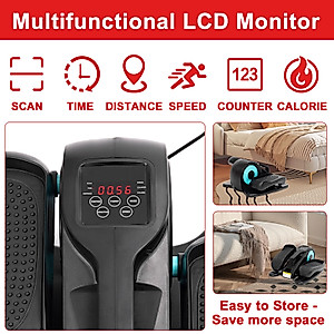 Under Desk Elliptical Machine, Portable Ellipse Leg Exerciser Machine with Remote Control, Mini Elliptical Supports Auto & Manual Mode, Exerciser for Seniors Adults and Teens, Black