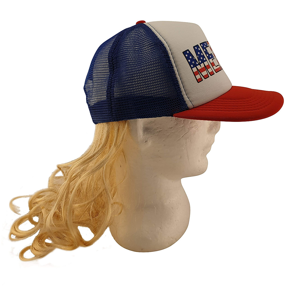 HandinHandCreations USA Blonde Mullet Hat Wig Merica Redneck Exotic Wig