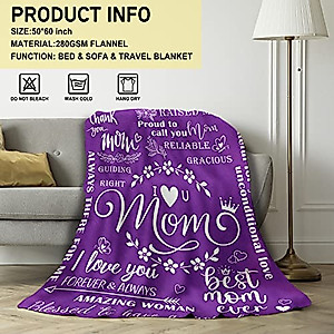 Hexagram Gifts for Mom from Daughter Son on Mothers Day, Throw Blanket, Mom Gifts, Mom Gifts from Daughters, Gift for Mom, Birthday Gifts for Mom, Presents for Mom Blanket 60"×50"(Purple)