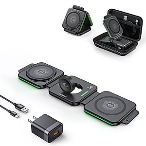 MURPISO 3 in 1 Charging Station for Apple,Magnetic Foldable Charger for Travel,Wireless Charger Pad for iPhone 15/14/13/12/Pro/Max/Mini,AirPods Wireless/Pro,iWatch Ultra/SE/9/8/7/6/5/4/3/2