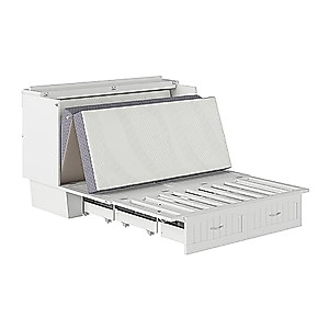 AFI, Sydney Modern Coastal Queen Solid Wood Murphy Bed Chest with Mattress in White