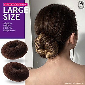 Teenitor Donut Hair Bun Maker Set - 7 Rings (1 Extra-Large, 2 Large, 2 Medium, 2 Small), 5 Elastic Bands, 20 Hair Pins, Dark Brown
