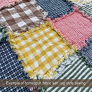 Oatmeal Buffalo Taupe Plaid Cotton Homespun Plaid Fabric by JCS - Sold by The Yard