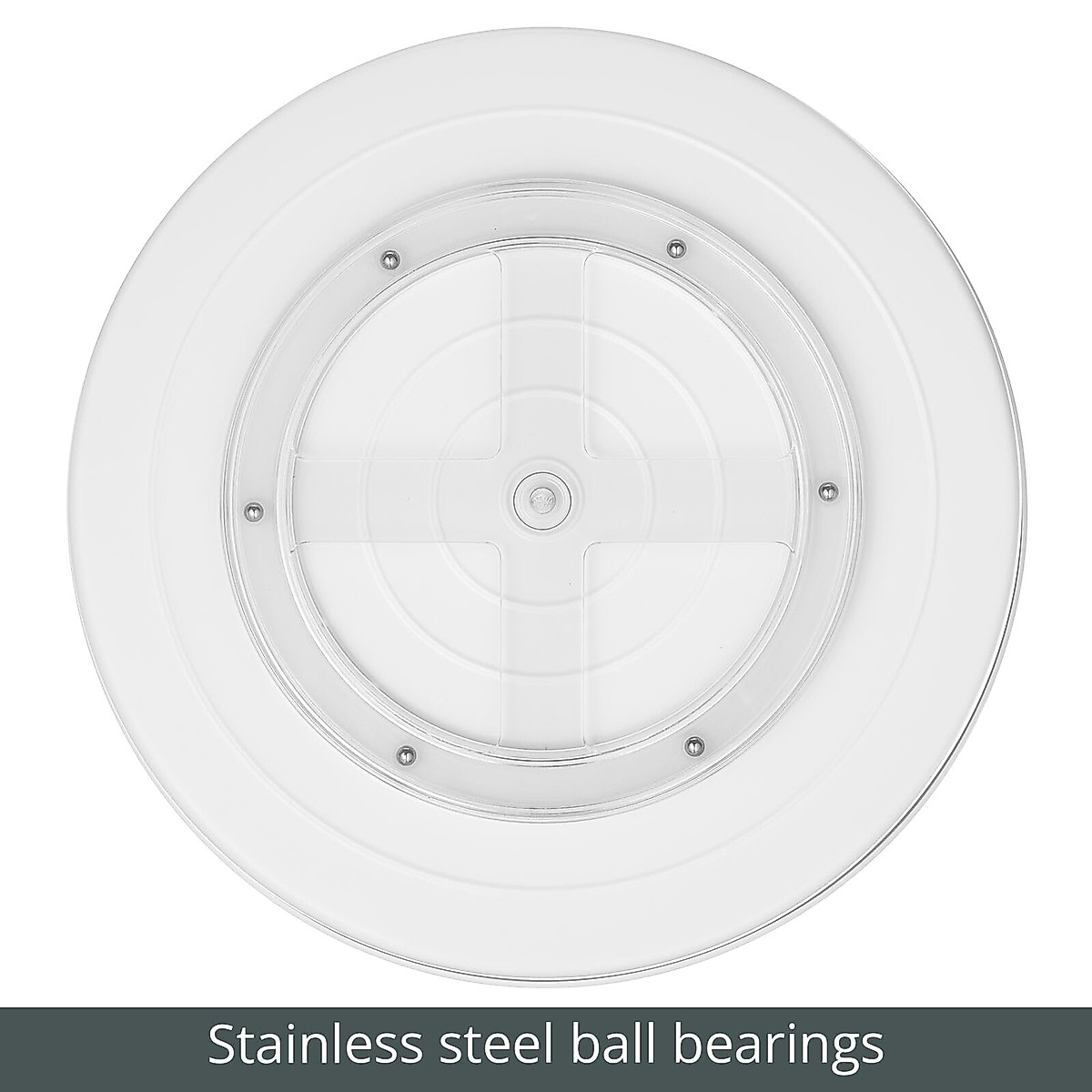 mDesign Rustic Lazy Susan Turntable Metal Spinner Tray - Kitchen Cabinet, Pantry, Fridge, Cupboards, or Counter Organizing, Fully Rotating Organizer for Food, Spices, and Condiments, 12" Round, White