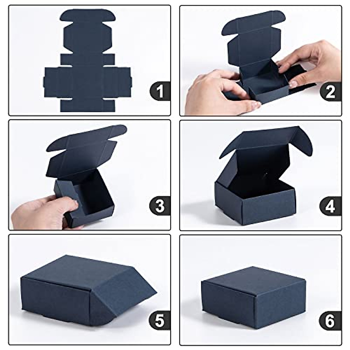 Navy Blue Gift Boxes ,NIGNYA 100 pcs Small Business Gift Box Kraft Paper Gift Boxes 2.16x2.16x0.98 inch, Mini Square Gift Wrapping Favor Box with Lids Small Boxes for Presents Bridal Wedding Party Jewelry box