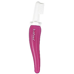 Kushies Flexible Training Toothbrush for Infants Fuschia, 1% Silicone, Latex Free