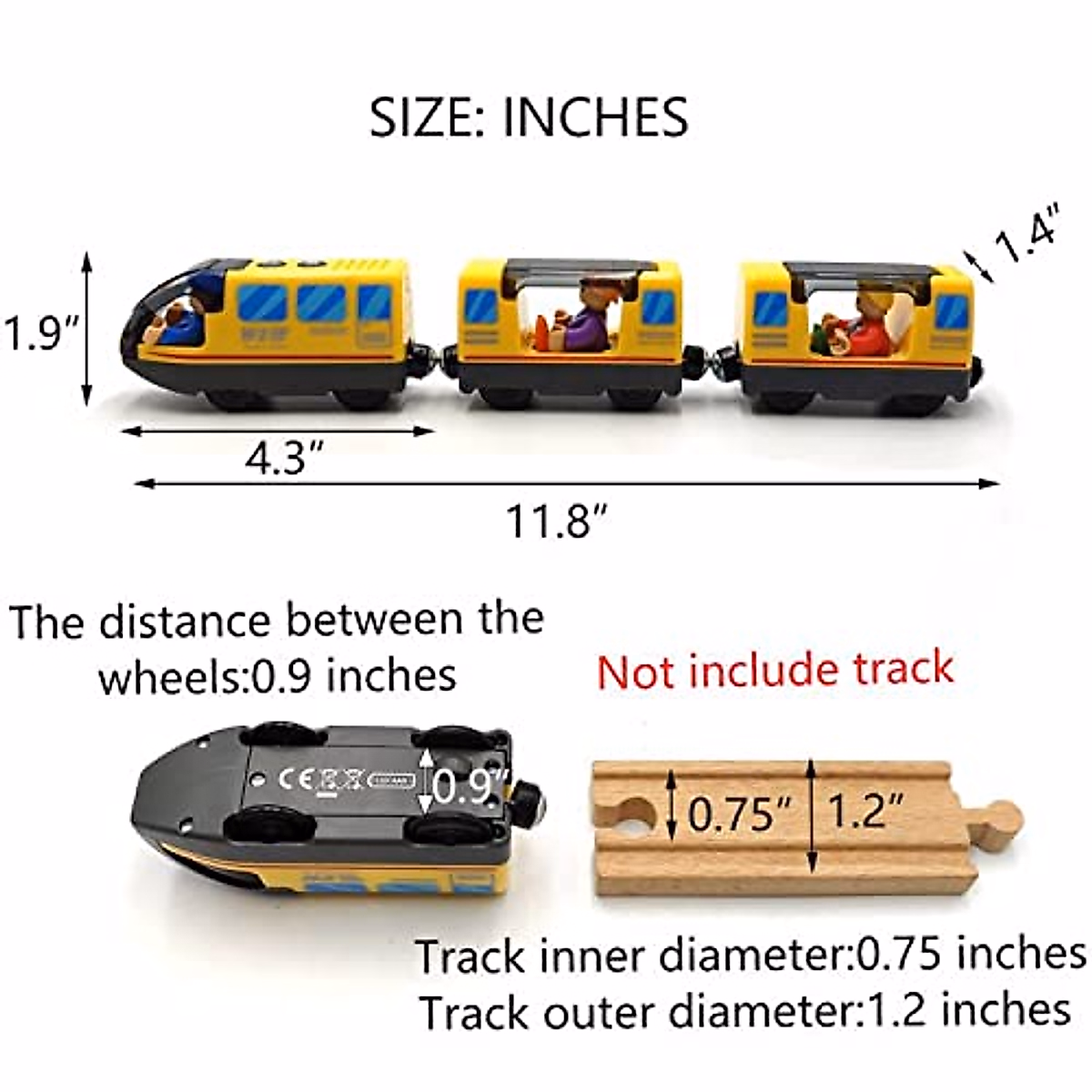 Battery Train Magnetic Connection Inter City Train with Figures for Wooden Train Track Toys Locomotive Train Toys for Toddlers 3 4 5 Year Old Kids (No-Include Battery and Track)