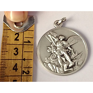925 STERLING SILVER SAINT MICHAEL THE ARCHANGEL MEDAL - BIG SIZE - MADE IN HIGH RELIEV