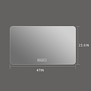 LAIYA 23.5”X47.5” Bathroom Vanity Mirror with Lights, Wall-Mounted Led Black Mirror for Bathroom Anti-Fog Waterproof, Light Adjustment Intelligent Touch Button Horizontal