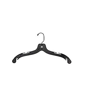 NAHANCO 2505BHMGHU Plastic Shirt/Dress Hanger, Black Swivel Hook, Rubber Gripper, Middle Heavy Weight, 17", Black (Pack of 50)