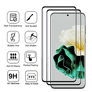 AISELAN for Huawei P60 3D Curved Screen Protector, [2 Pcs] 3D Full Coverage HD Clear Anti-Scratch Easy Installation Screen Tempered Glass for P60 / P60 Pro / P60 Art (6.67-inch) 2023
