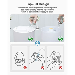 Cool Mist Humidifier for Bedroom, MORENTO Top Fill Humidifier Essential Oil Diffuser with 2.5L Water Tank for Home and Office, Baby and Plants with Night Light, Sleep Mode, Auto Shut Off, White