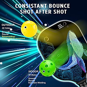 Pickleball Paddles Set of 2 Premium Fiberglass Surface Pickleball Rackets, 4 Pickle Balls, 2 Wrist Bands & 1 Shoulder Bag, 4.9" Cushion Comfort Grip, Pickleball Gifts for Men Women