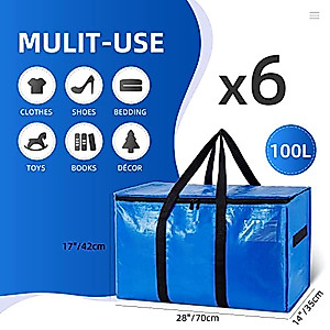 TAILI Extra Large Moving Bags, 4 Pack Heavy Duty Totes For Storage with Reinforced Zipper, Wrap Around Handles, Storage Bags for Space Saving Moving Storage, Alternative to Moving Boxes
