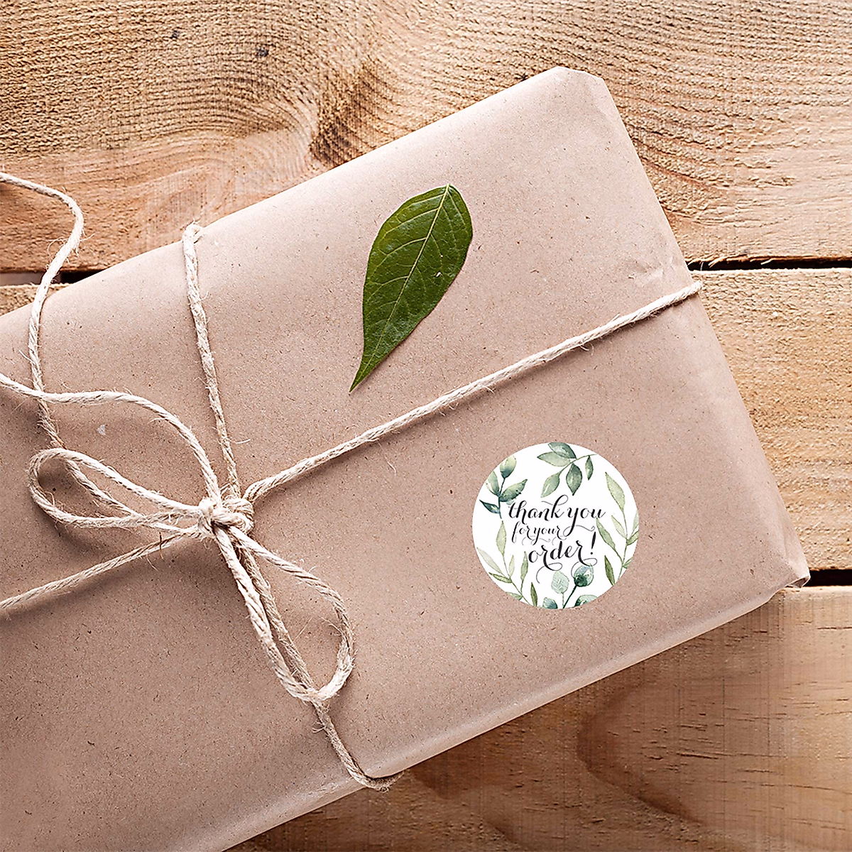 Gooji Business Thank You Stickers – 500Pcs Roll Greenery Thank You Stamp – 1.5 Inch Thank You Stickers for Packaging – 4 Designs – Ideal for Small Business, Boutiques