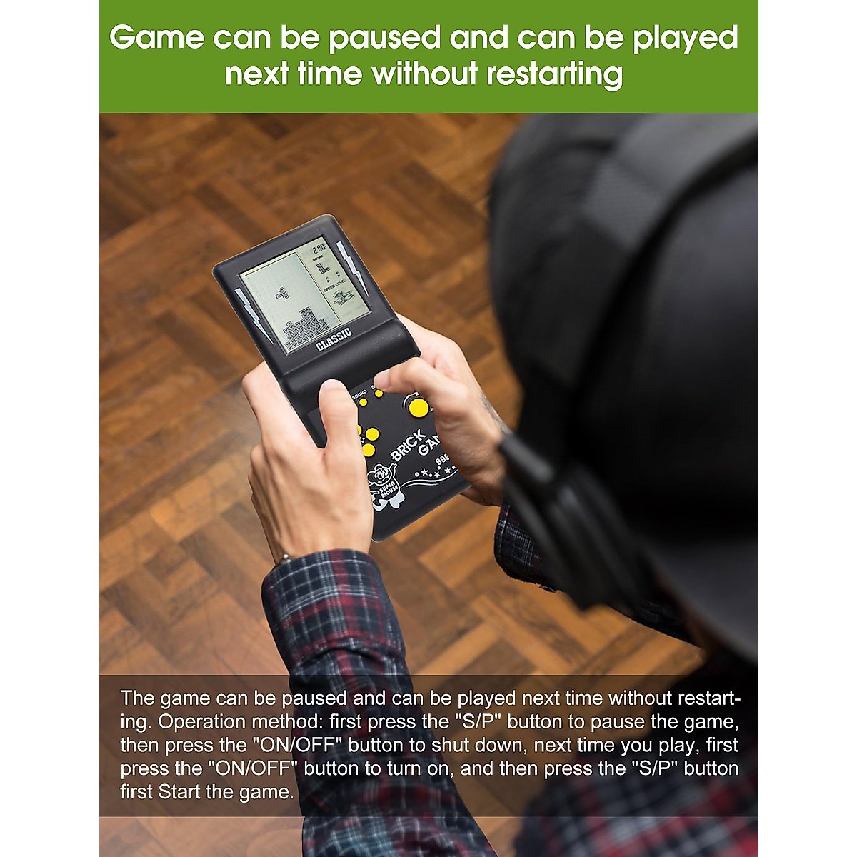 HLF 3.5-inch Large Screen Retro Brick Game Console for The 80s/90s Build in Block Game Racing/Tank Game Built-in 23 Classic Games Nostalgic Puzzle Children's Game Console (Black)