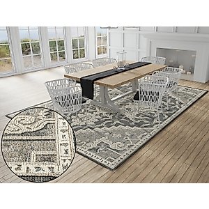 Nautica Home Living Room Area Rug 7' 10" X10 Textured Living Room Rug | Modern Home Décor | Westport Medallion Navy/Grey