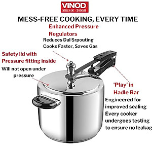 Vinod 5L Stainless Steel Inner Lid Sandwich Bottom Pressure Cooker, 5-Liter