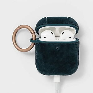 Crushed Velvet Dark Teal Hard Shell Apple Airpod Earbud Case Gen 1 Gen2