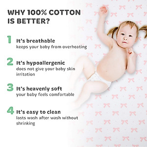 Cradle Sheets Fitted 18 x 36 – Compatible with Arms Reach Co Sleeper Clear Vue, Cambria, Mini Ezee Bassinets – Fits Without Bunching Mattress – Snuggly Soft Jersey Cotton – Pink – 2 Pack