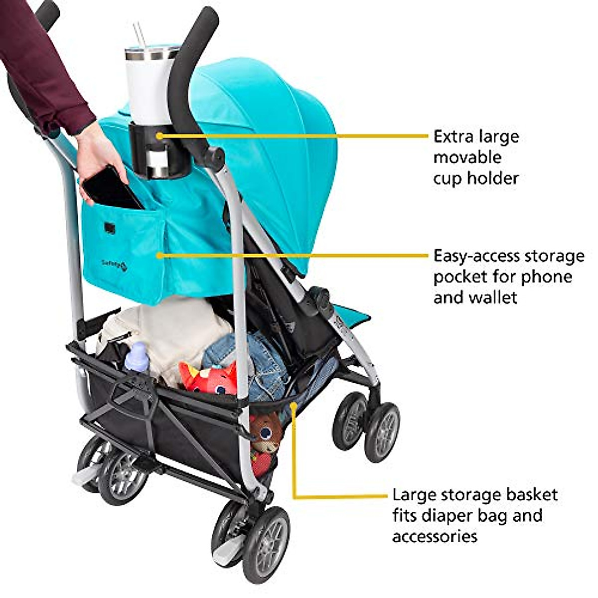 Safety 1st Step Lite Compact Stroller, Lightweight aluminum frame and a breeze to carry, at only 15 lbs, Fountain