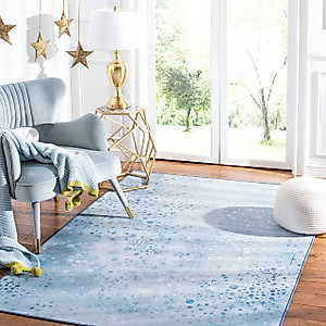 SAFAVIEH Disney Princess Collection Machine Washable Slip Resistant 5' x 7' Light Blue/Blue Iconic Kids Bedroom Nursery Playroom Area Rug