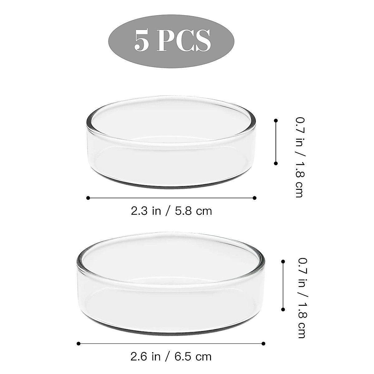Petri Dishes with Lids Glass Petri Dishes Culture High Borosilicate Petri Dishes 5Pcs