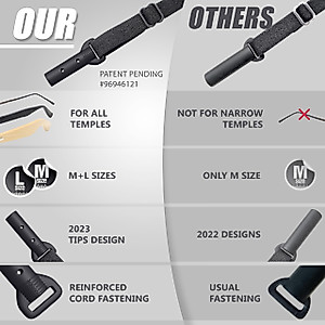 SIGONNA Glasses Strap Holder - 3 Adjustable Eyeglasses Strap Lanyards, No Tail Sunglasses Strap for Men Women, Anti-Slip Eye Glasses Holders Around Neck Head