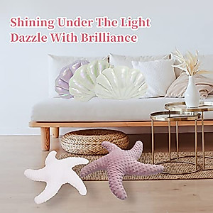 Marble Empire Shell Pillow Seashell Decorative Throw Pillows Pearlescent Sea Shell Toy Coastal Beach Shaped Ocean Theme Decor （13.6 × 8 inch）