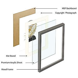 SunFlax Abstract Minimalist Painting Framed Art - Elegant Black and Gold Design Golden Palm Leaf Pictures Set with Black Wooden Frames for Living Room, Bedroom, Office 3 Panels