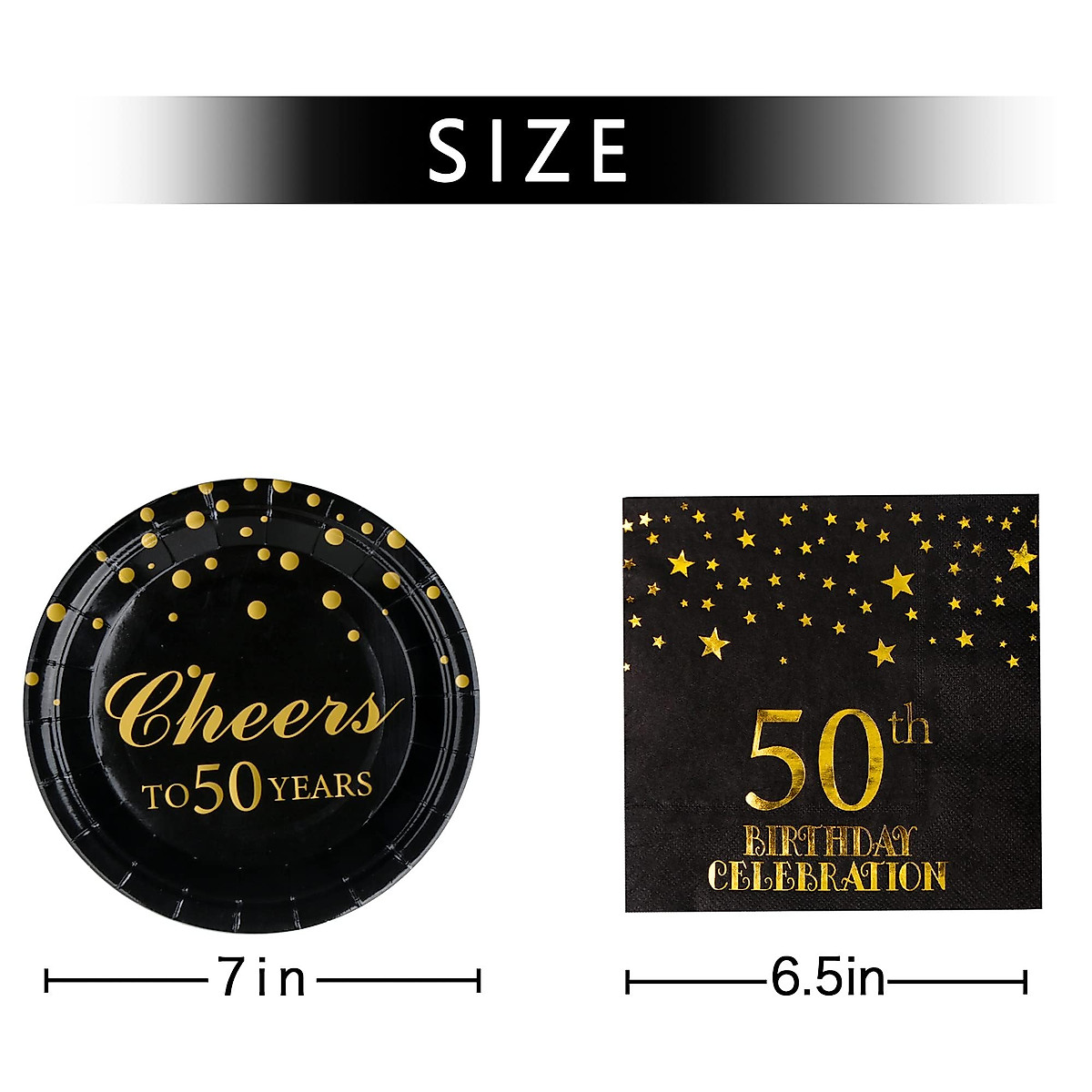 Pandecor Birthday Party Plates and Napkins Party Supplies,Disposable Birthday Party Decorations Set Serve up to 20 Guests (50 years old)