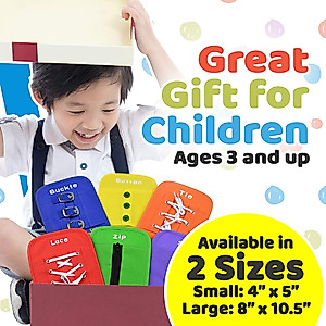 LITTLE CHUBBY ONE Busy Board Set - Learning Activity Toy - Educational Toy Helps Develop Motor Skills Dress Skills Color Recognition and Hand Eye Coordination Perfect for Traveling (4x5 Inches)