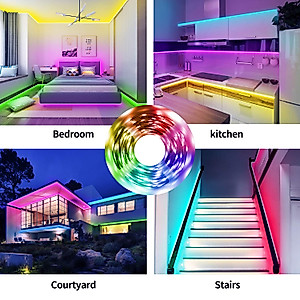 KULUNER LED Strip Lights 32.8ft 300 Bright LEDs Smart LED Light Strips Music Sync Color Changing LED Strip Lights with Remote Bluetooth LED Lights for Bedroom Kitchen RGB 5050 LED Strips for Room Home