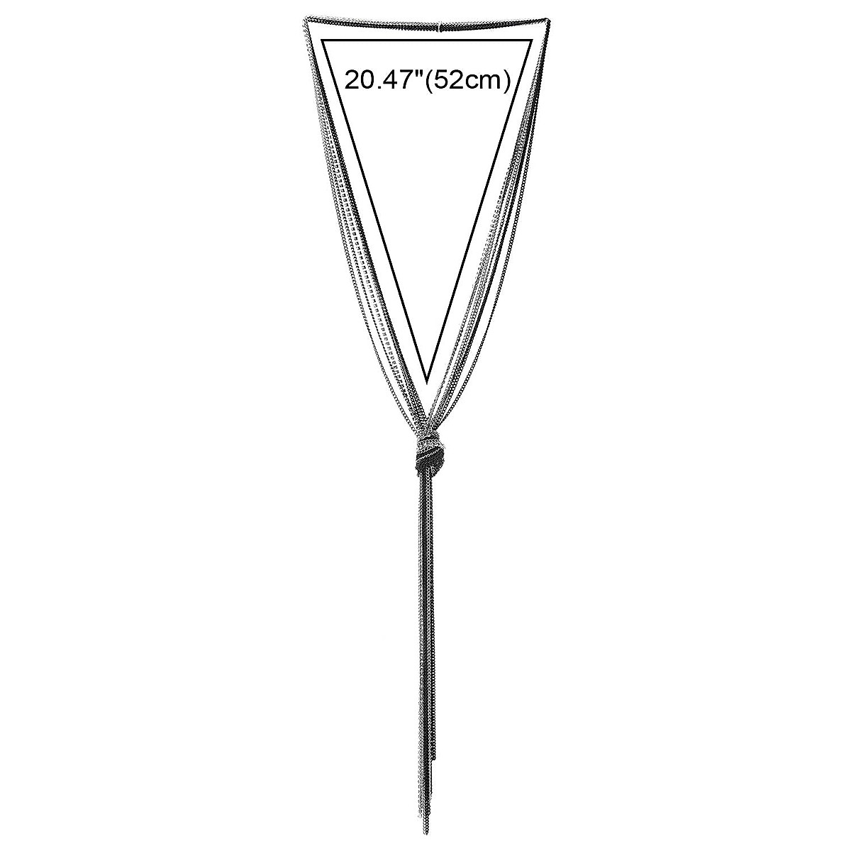 COOLSTEELANDBEYOND Chic Silver Black Lariat Necklace Tassel Pendant with Rhinestones, Multi-strand Long Chains Y-Shape