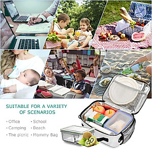 Nander Bicycle Bike Print Lunch Bag Insulated Cooler with Adjustable Shoulder Strap Reusable Lunch Tote Containers for School Work Picnic/Girls Boys Women