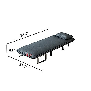 Haplized Convertible Chair Bed, Tri-Fold Sofa Bed with Adjustable Backrest & Pillow, Leisure Chaise Lounge Couch with Sturdy Steel Frame for Home & Office, Comfortable Sleeper Chair (31.5")