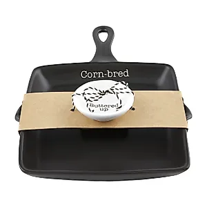 Mud Pie Cornbread Skillet and Serving Set, Black, 8" x 8"