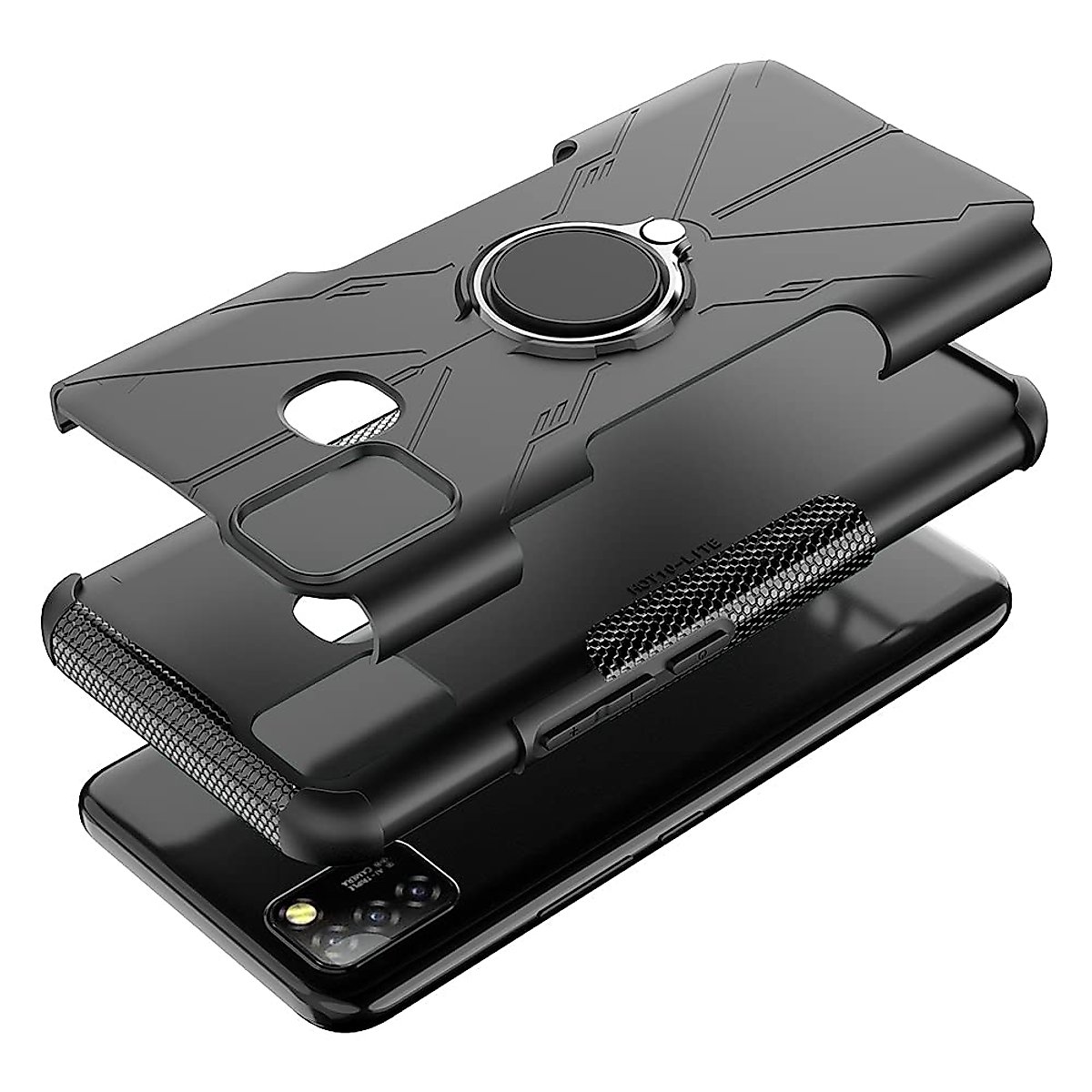 Kukoufey Case for Infinix Smart 5 Case Cover,360°Rotatable Kickstand Dual Layer Shockproof Case for Infinix Hot 10 Lite X657B / Smart 5 Case Black