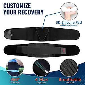 FEATOL Back Brace for Lower Back Pain Relief，Heavy Work Lifting, Sciatica, Herniated Disc with Ergonomically 3D Silicone Pad Men & Women XXL