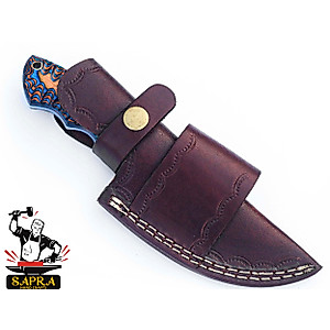 Sapra High Carbon Steel Knife - Custom made Full Tang Skinning Knife - Hunting Knife, Survival Knife, Fixed Blade Camping Knife, Skinner Knives, Drop Point Knife With Leather Sheath